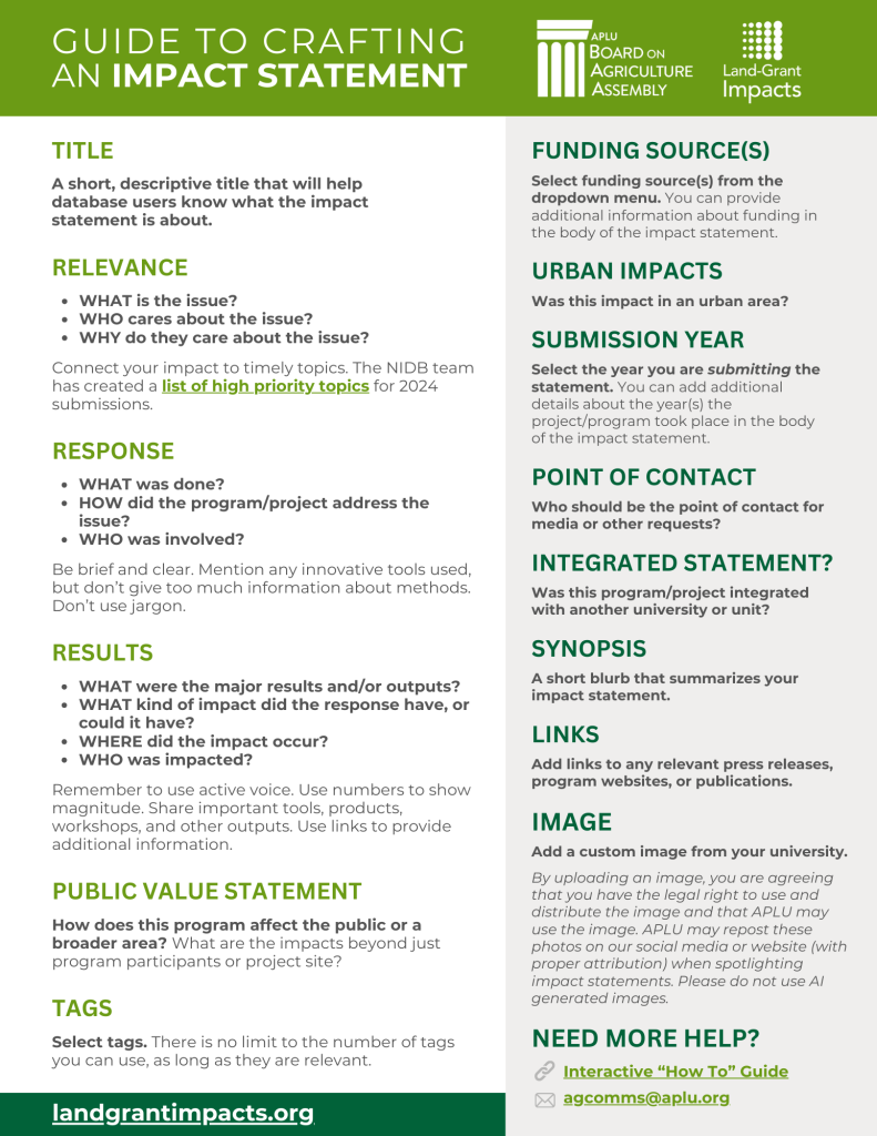 Impact Writing Tips - Land-Grant Impacts